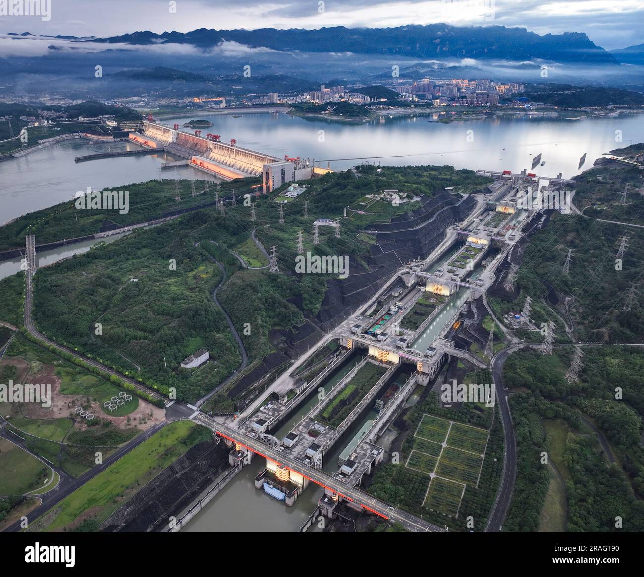 YICHANG, CHINA - JUNE 18, 2023 - An aerial photo shows cargo ships ...