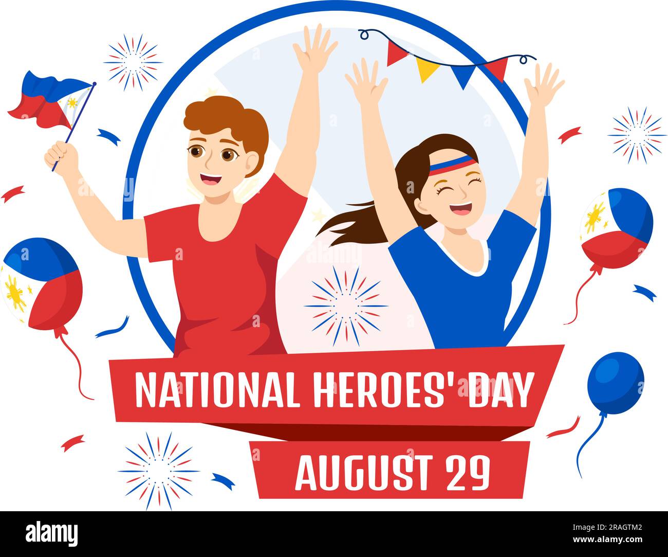 Happy Philippines National Heroes Day Vector Illustration with Waving ...