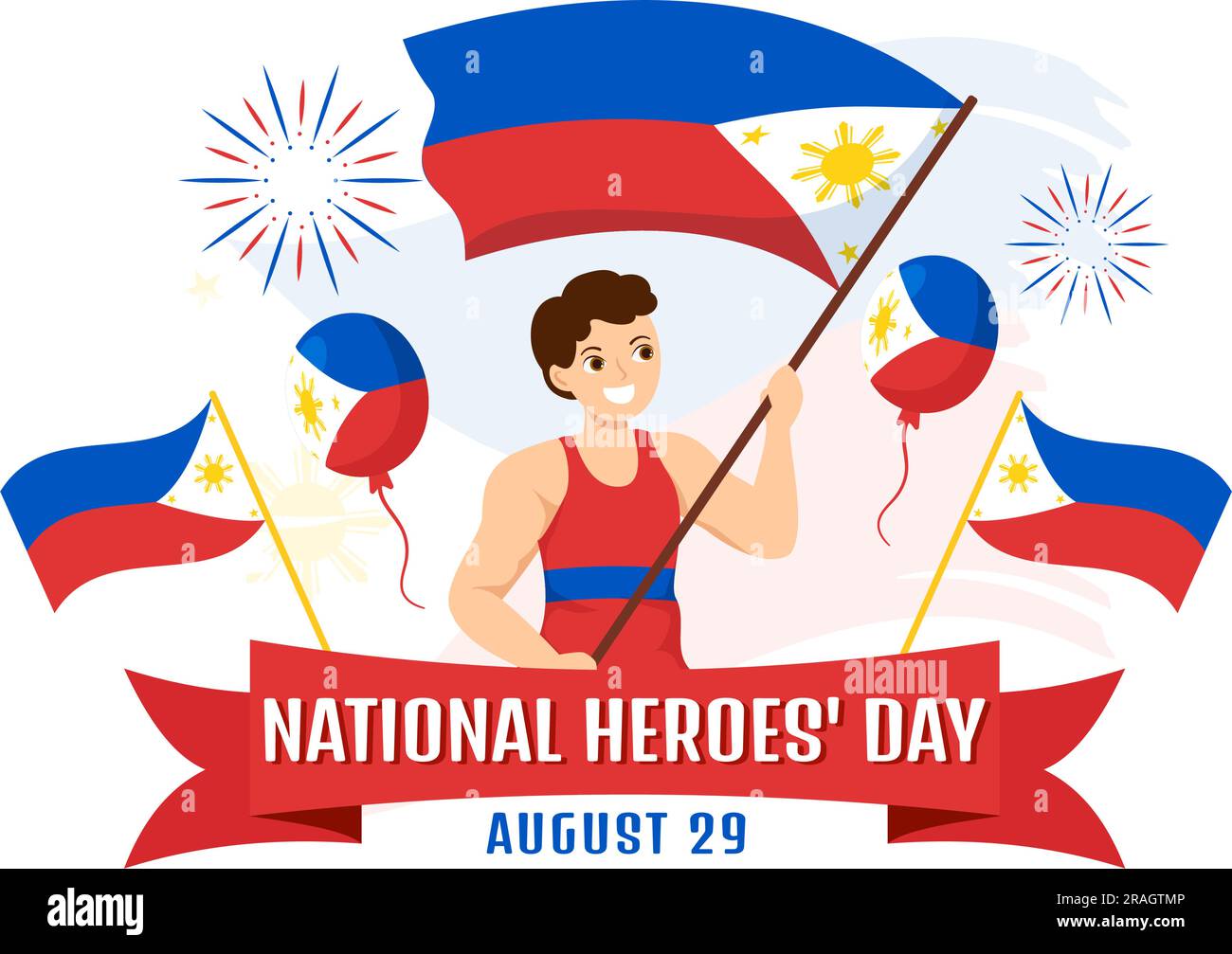 Happy Philippines National Heroes Day Vector Illustration with Waving ...