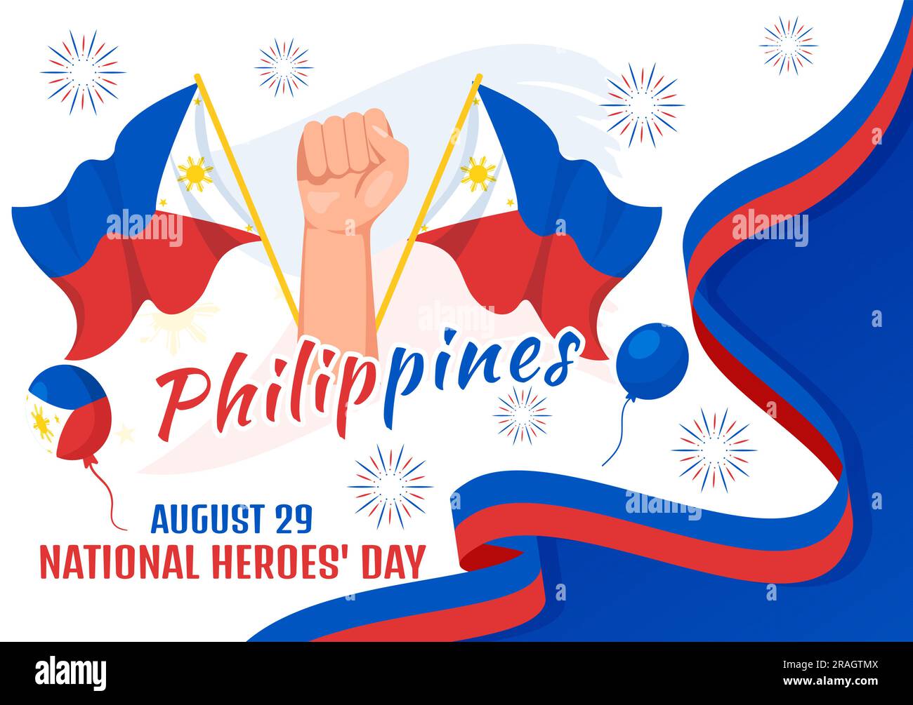 Happy Philippines National Heroes Day Vector Illustration with Waving ...
