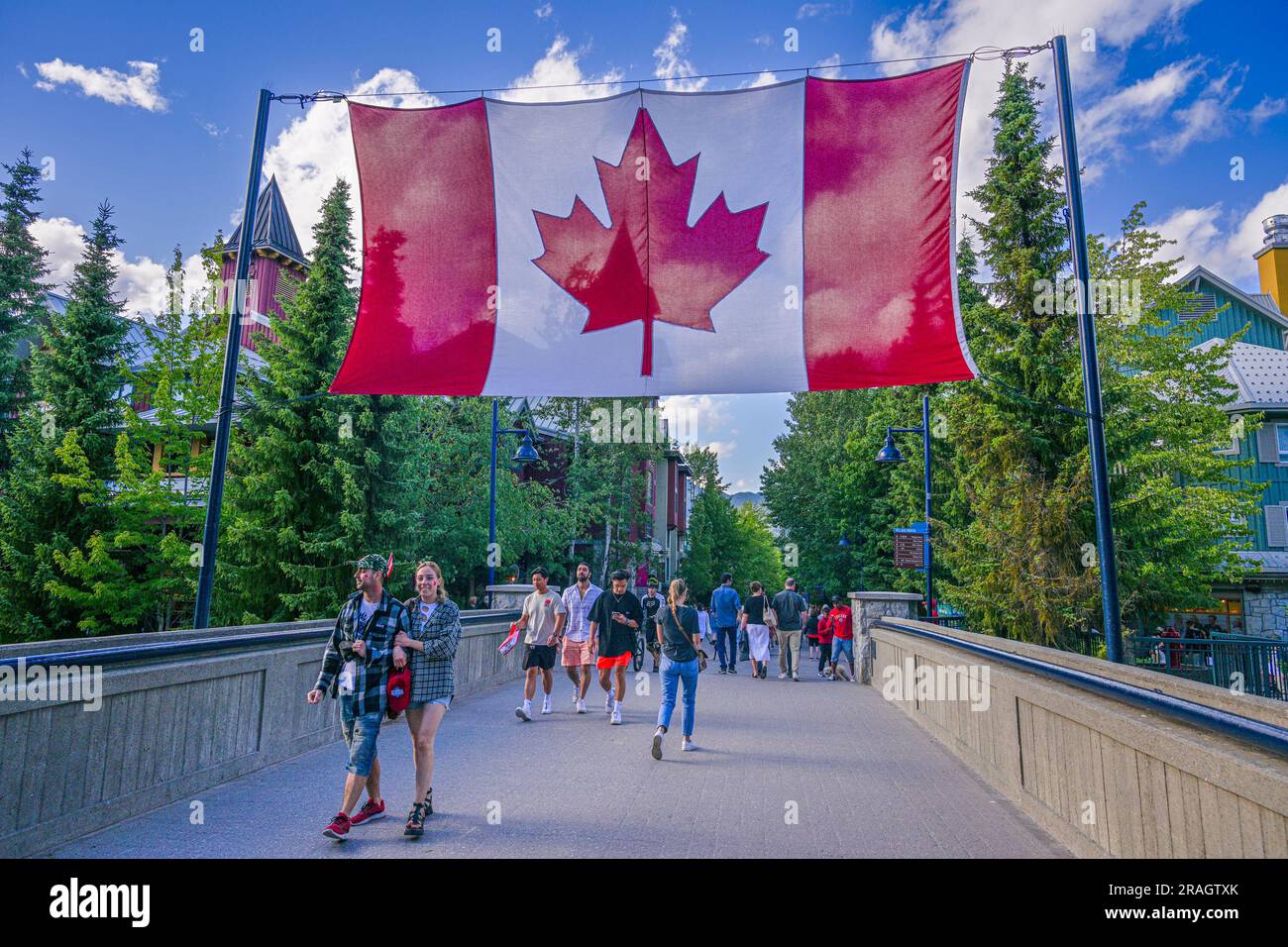 Canadian flag, Village Walk, Canada Day, Whistler, British Columbia ...