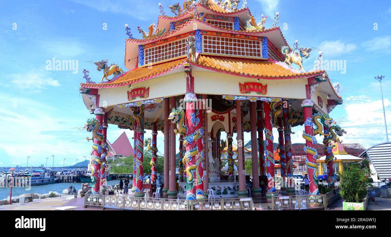 Part of Wat Koh Loi Buddhist temple, at Koh Loy, Thailand, a small ...