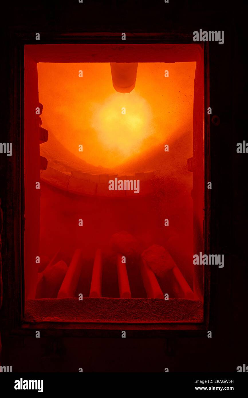 Rotating furnace for limestone roasting at industrial plant Stock Photo ...