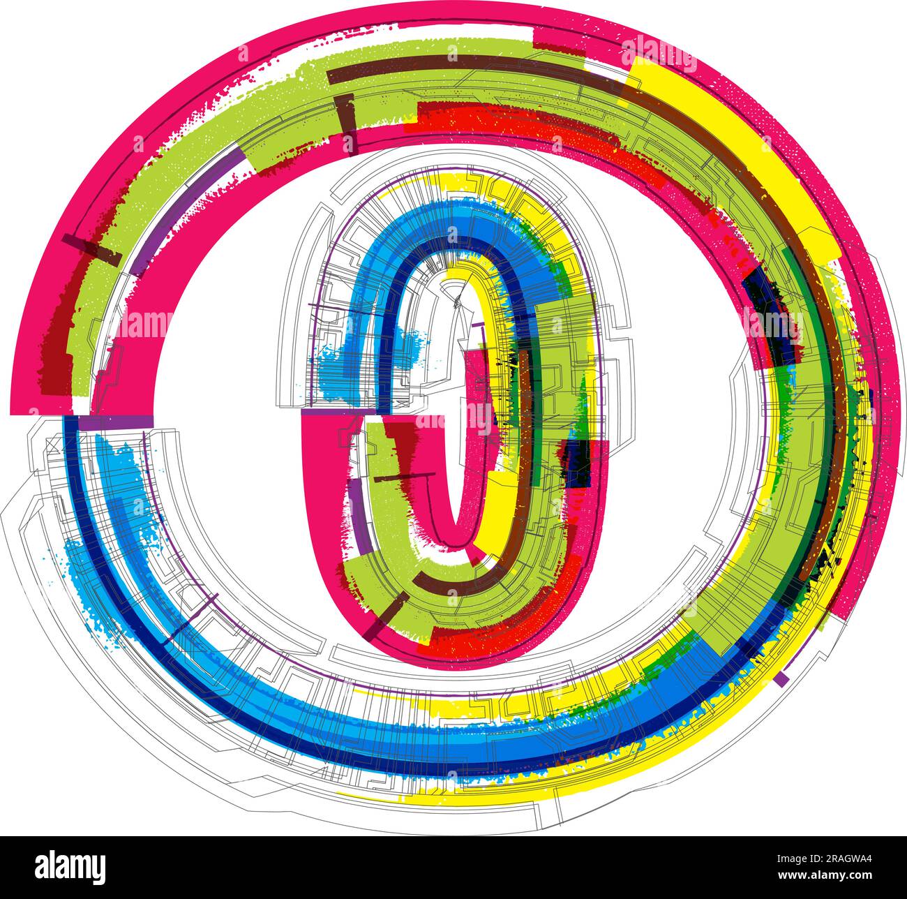 art sketched fonts, uppercase symbols, vector illustration letter O ...