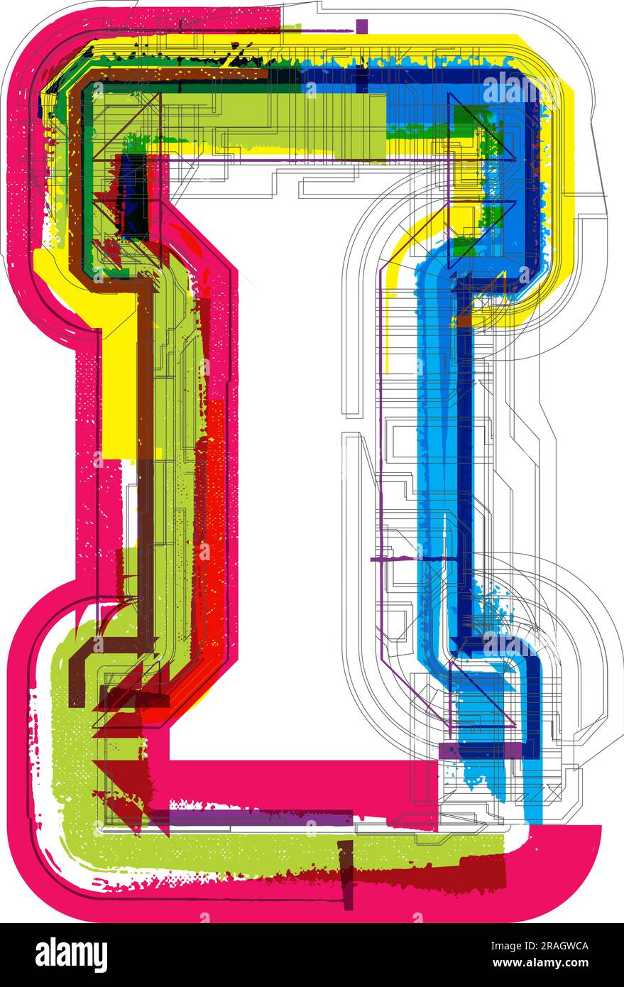 art sketched fonts, uppercase symbols, vector illustration letter I ...