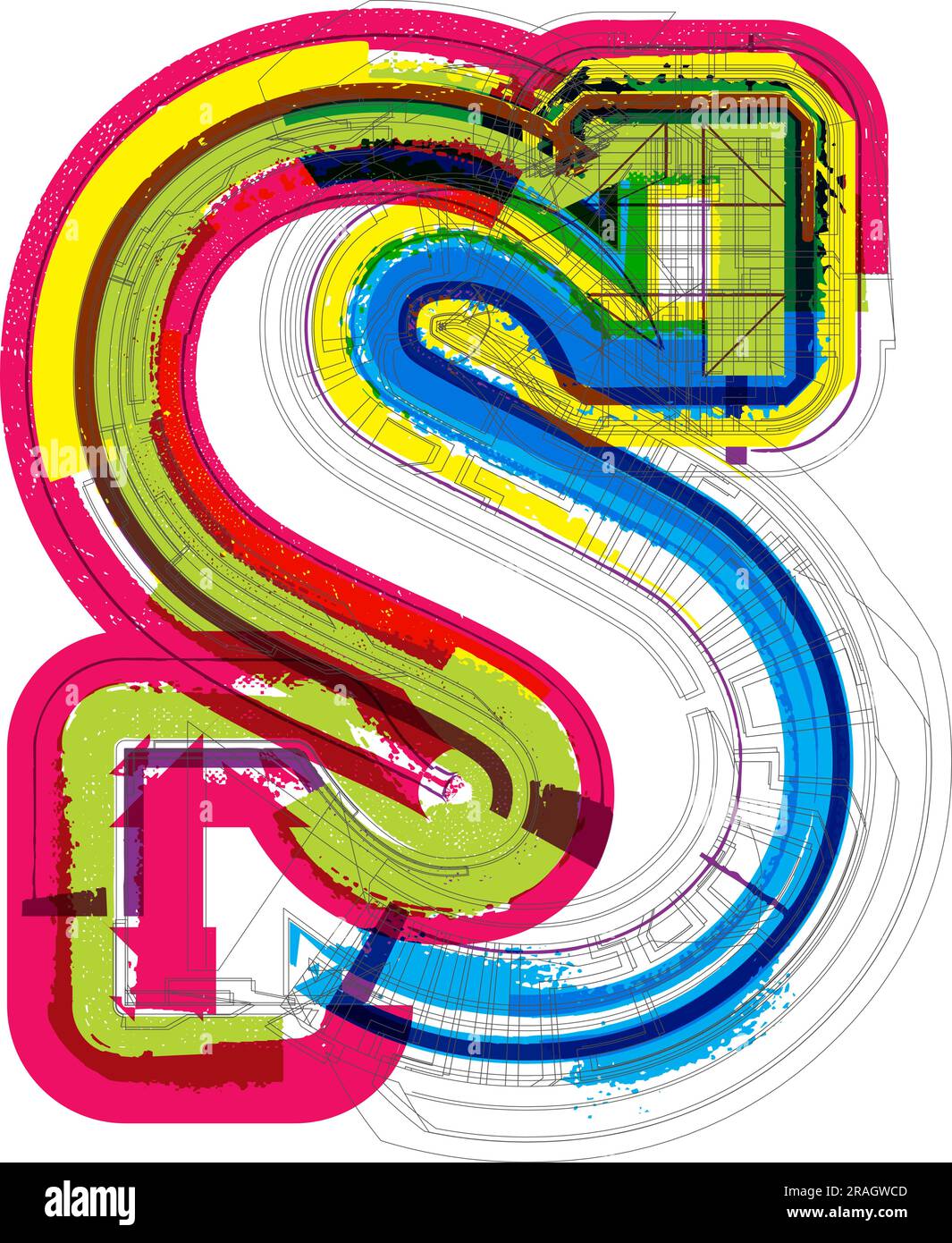 art sketched fonts, uppercase symbols, vector illustration letter S ...