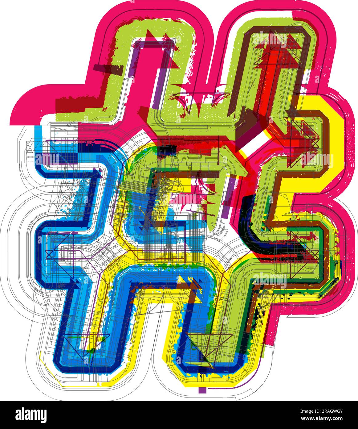 art sketched number symbols fonts, vector illustration Stock Vector ...