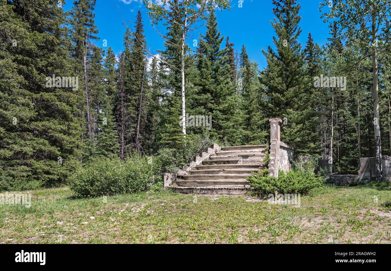 Exterior staircase from the abandoned Holy Trinity Church in the ghost ...