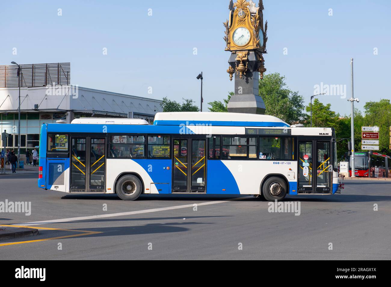 Ankara public bus route 185 at Clock Tower (Saat Kulesi) plaza in Old ...