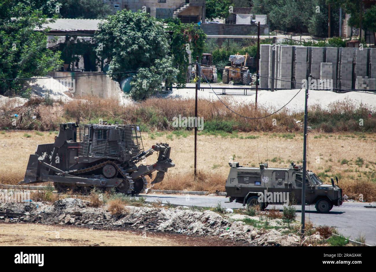 Jenin, Palestine. 03rd July, 2023. An Israeli military bulldozer ...