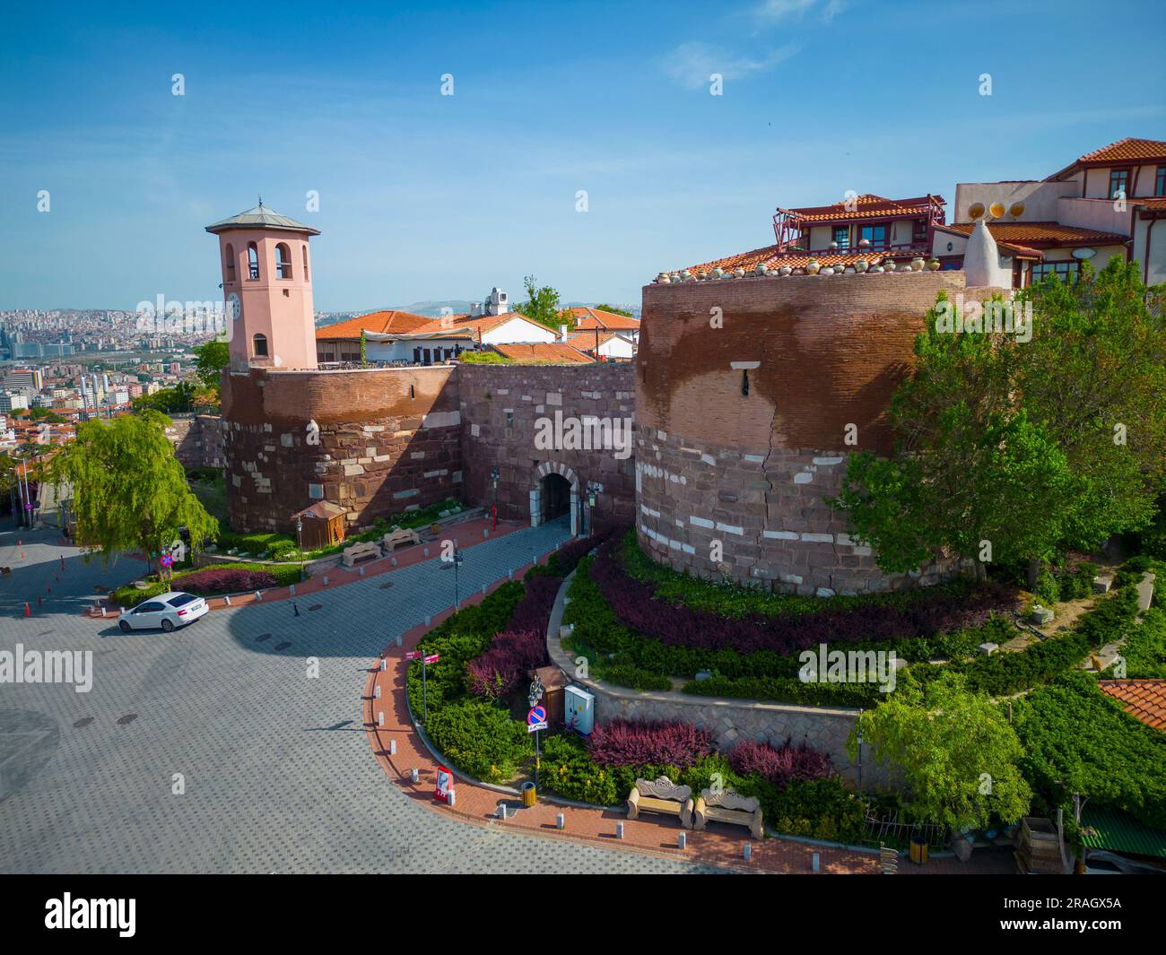 Ankara Castle (Turkish: Ankara Kalesi) Main Gate with tower and ...