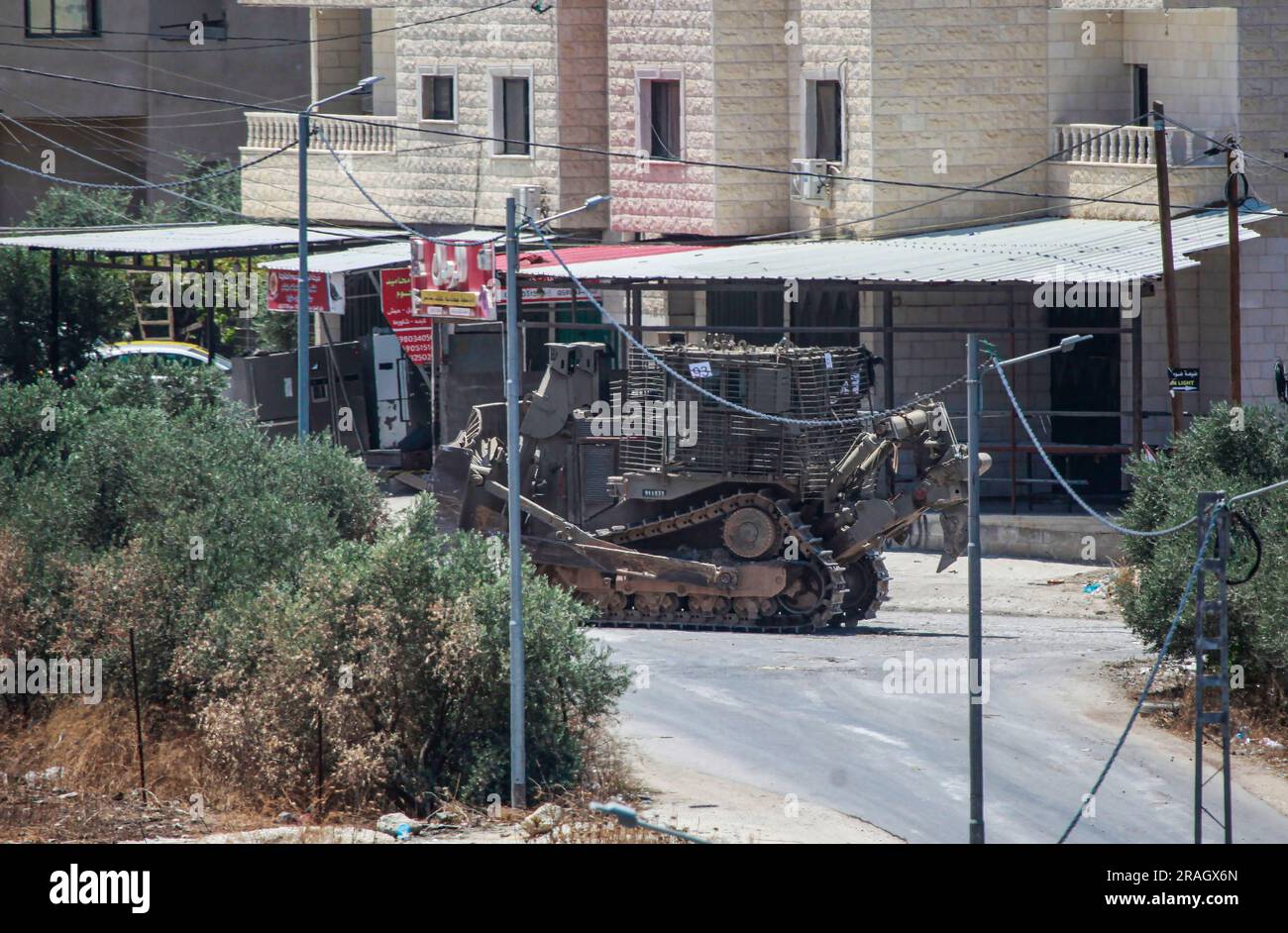 Jenin, Palestine. 03rd July, 2023. An Israeli military bulldozer ...