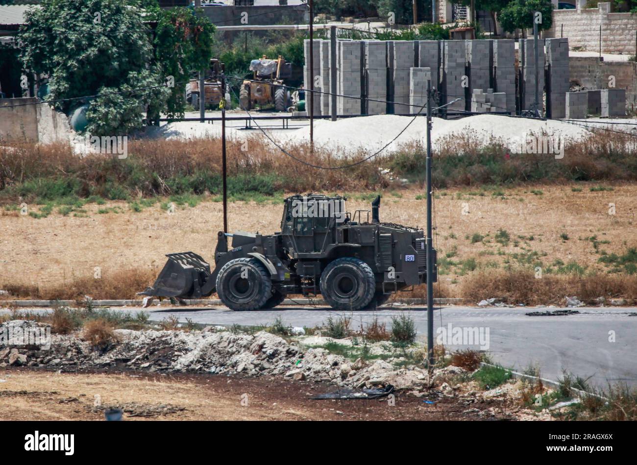 Jenin, Palestine. 03rd July, 2023. An Israeli military bulldozer ...