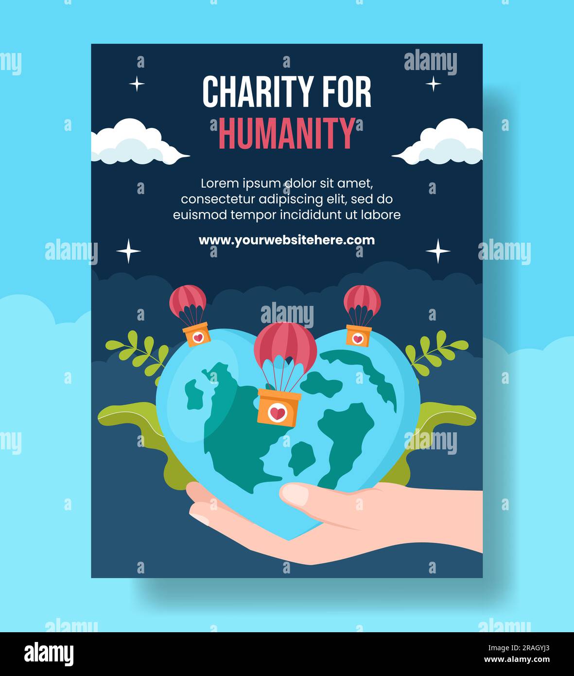 World Humanitarian Day Vertical Poster Flat Cartoon Hand Drawn ...