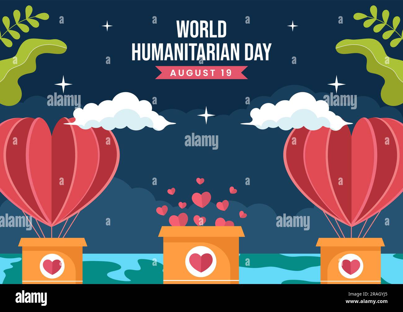 World Humanitarian Day Social Media Background Flat Cartoon Hand Drawn ...