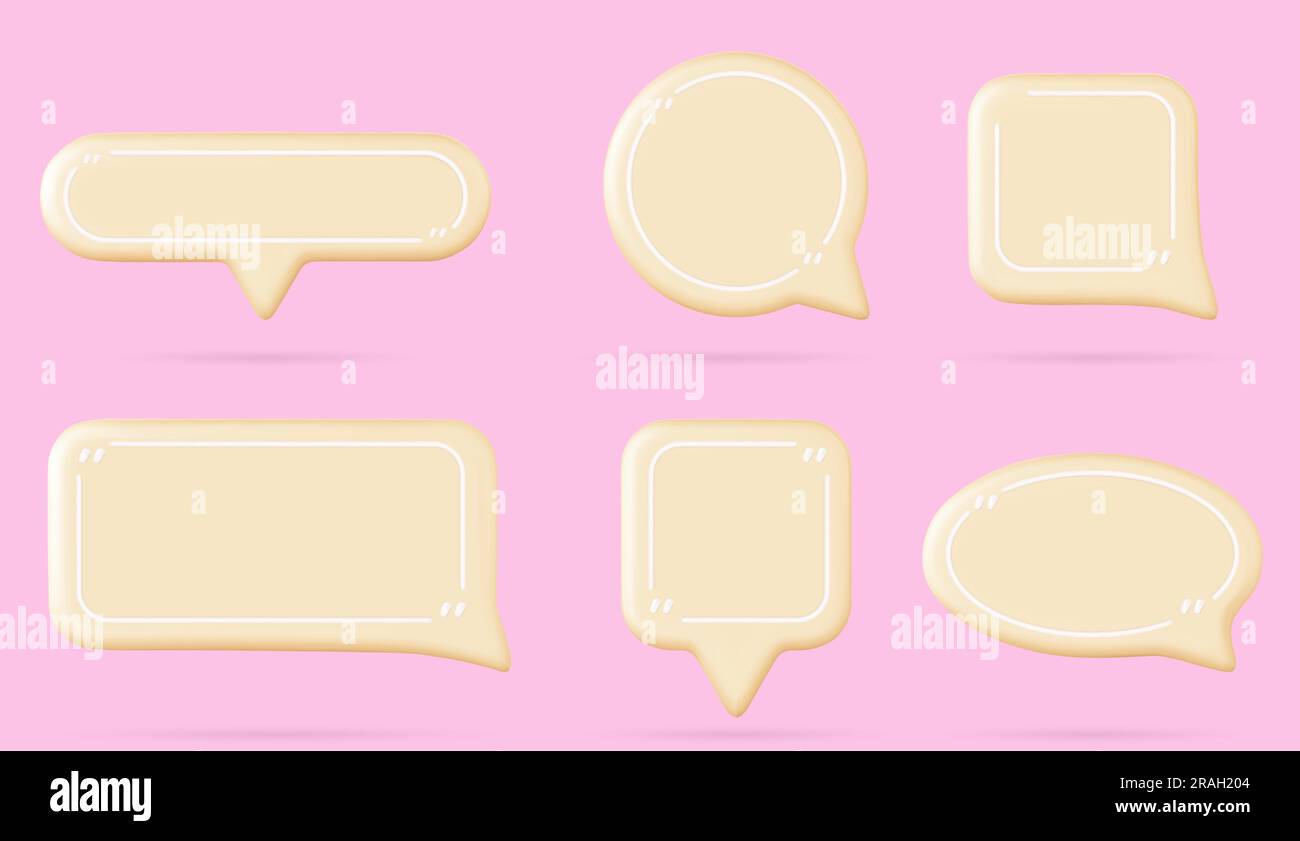 Realistic set of yellow speech boxes isolated on background. Vector ...