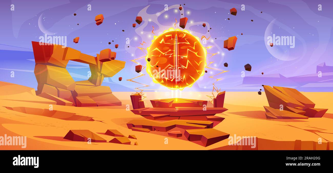 Mars desert planet with portal landscape background in space. Martian ...
