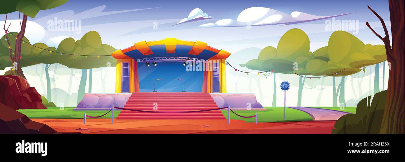 Concert stage for music festival outdoor in public park. Summer ...