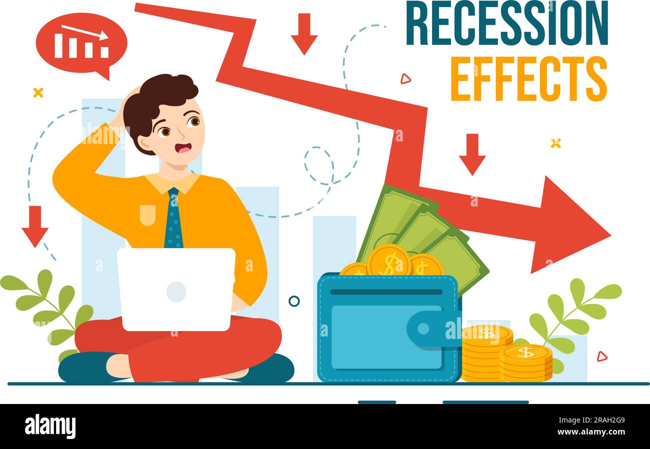 Recession Effects Vector Illustration with Impact on Economic Growth ...