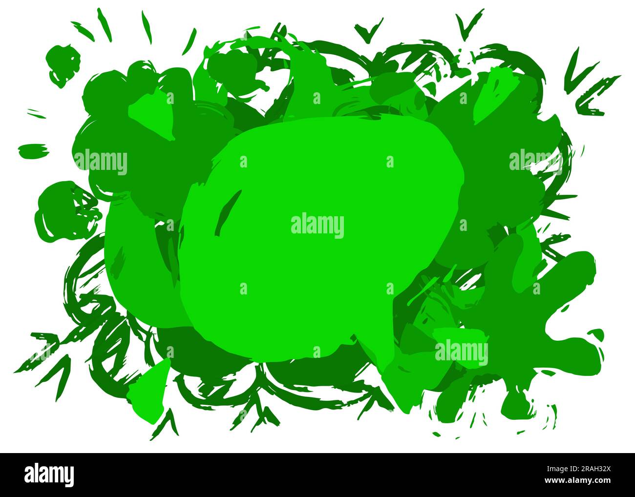 Green Speech Bubble Graffiti isolated on white Background. Abstract ...