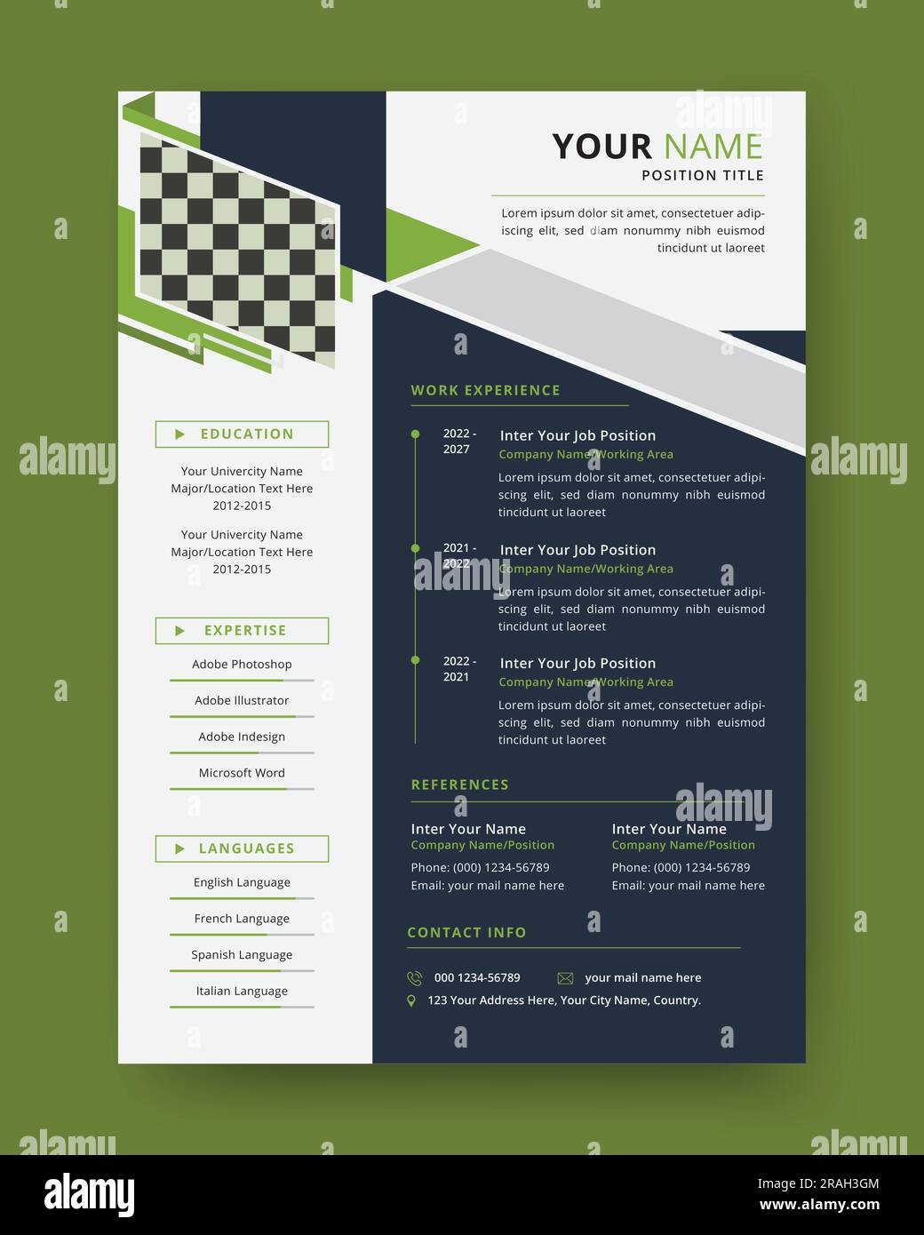 Creative and minimalist resume or cv template design with business jobs ...