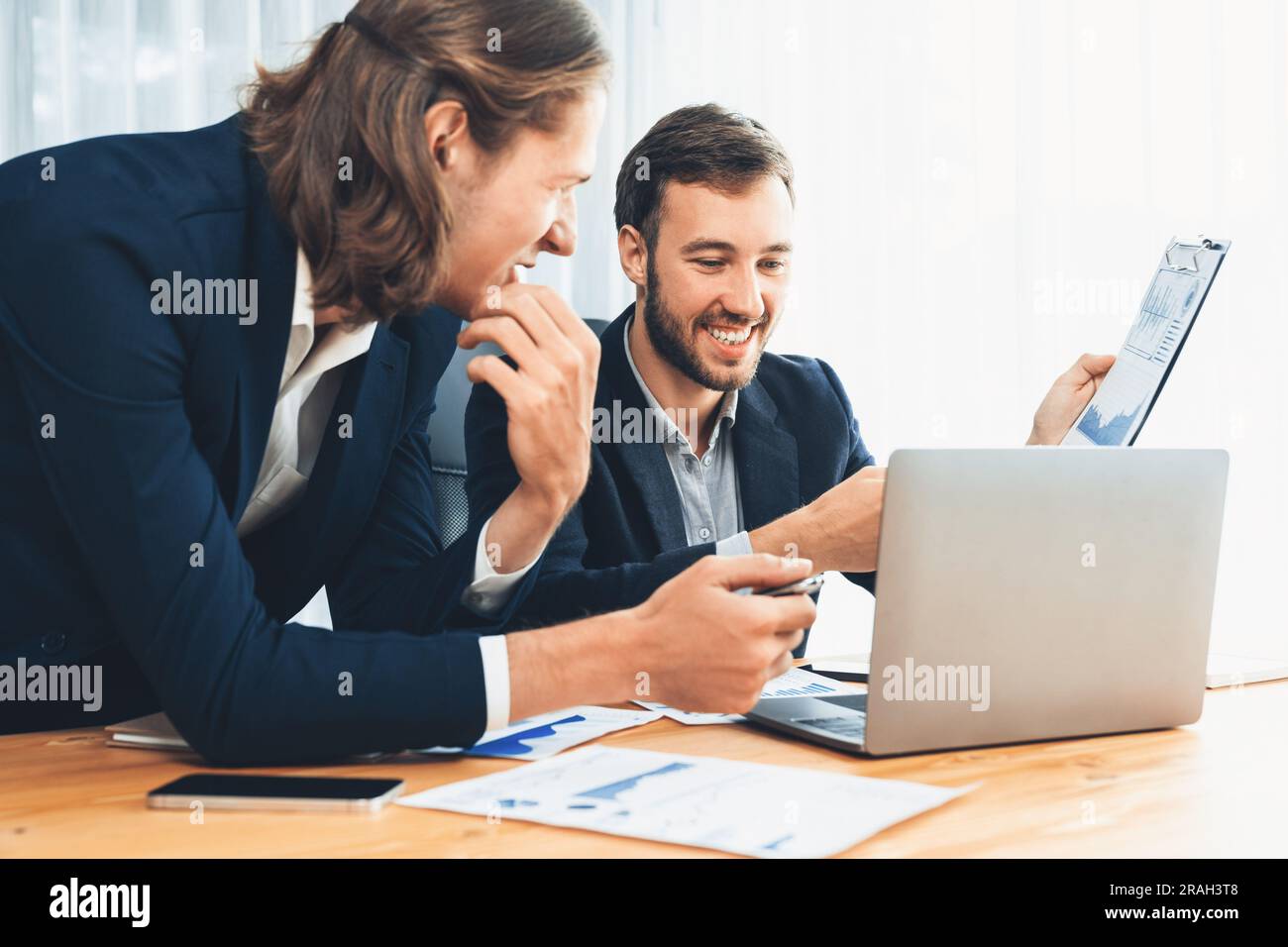 Busy analyst team in office analyzing financial data analysis for ...