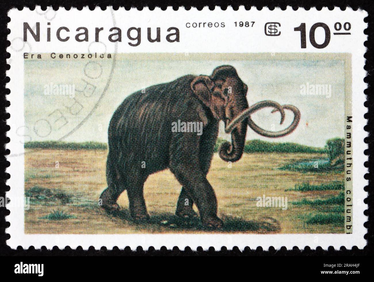 NICARAGUA - CIRCA 1987: a stamp printed in Nicaragua shows Columbian ...