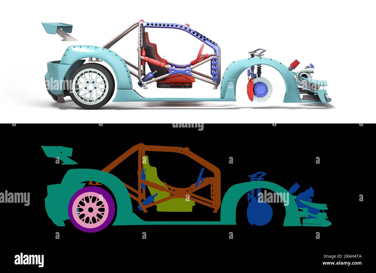 Sport car custom upgrade kit set of details for body and engine 3d ...