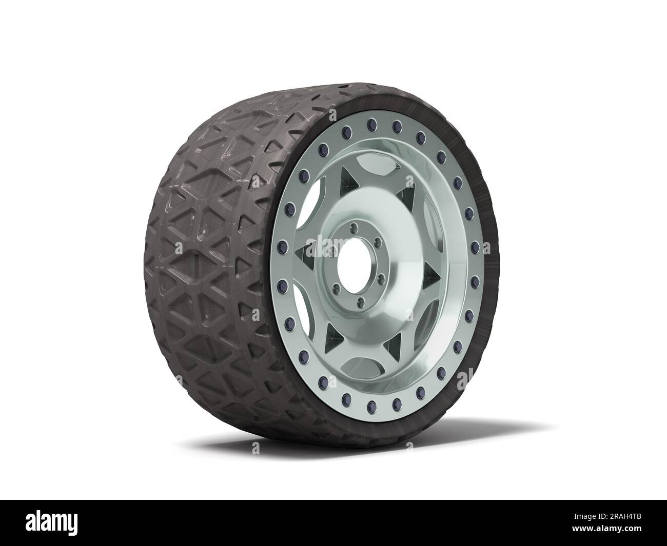 tubeless tire on a steel car rim 3d render on white Stock Photo - Alamy