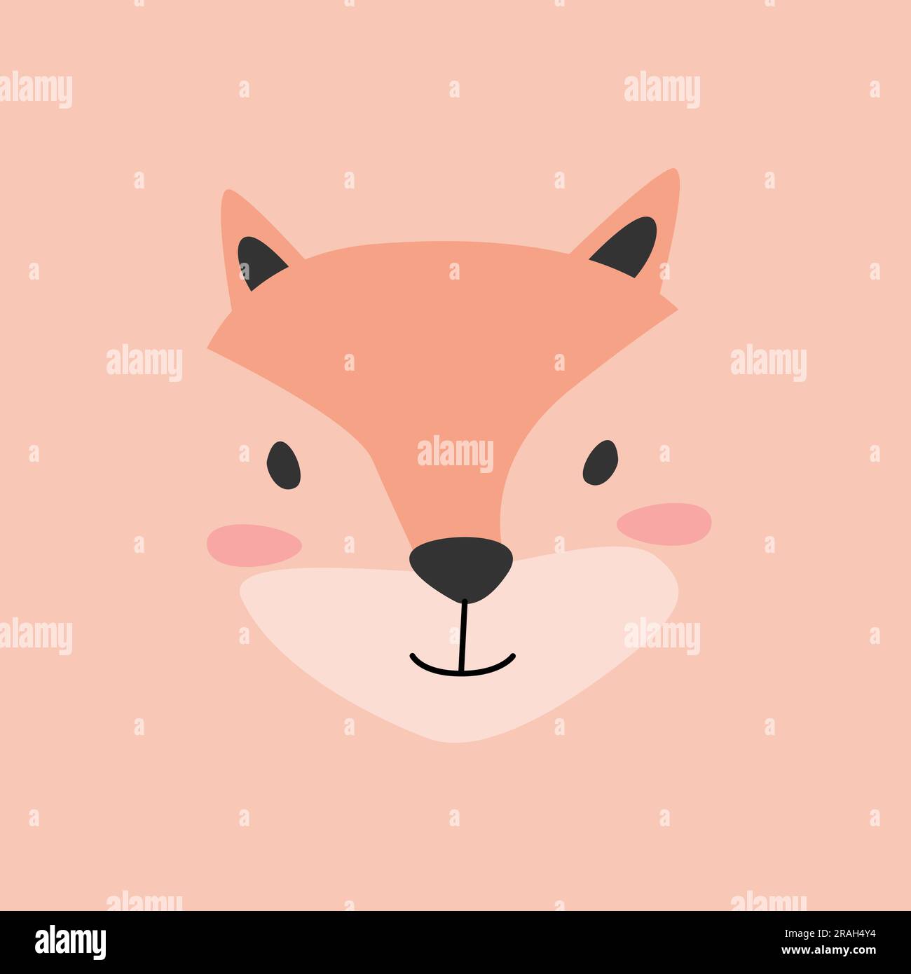 cute simple fox portrait in an naive style Stock Vector Image & Art - Alamy