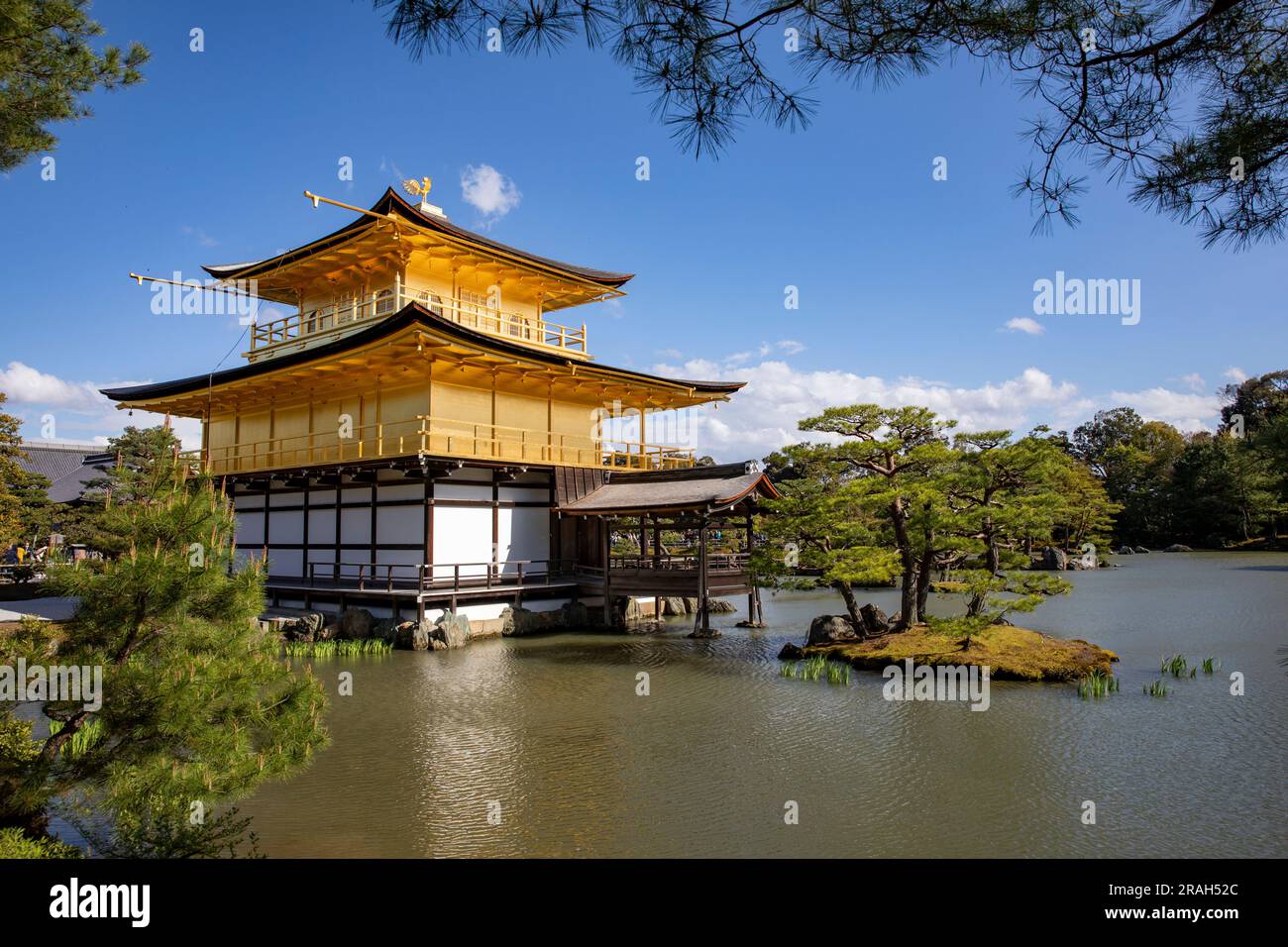 Golden Pavilion in Kyoto, world heritage buddhist temple in gold leaf ...