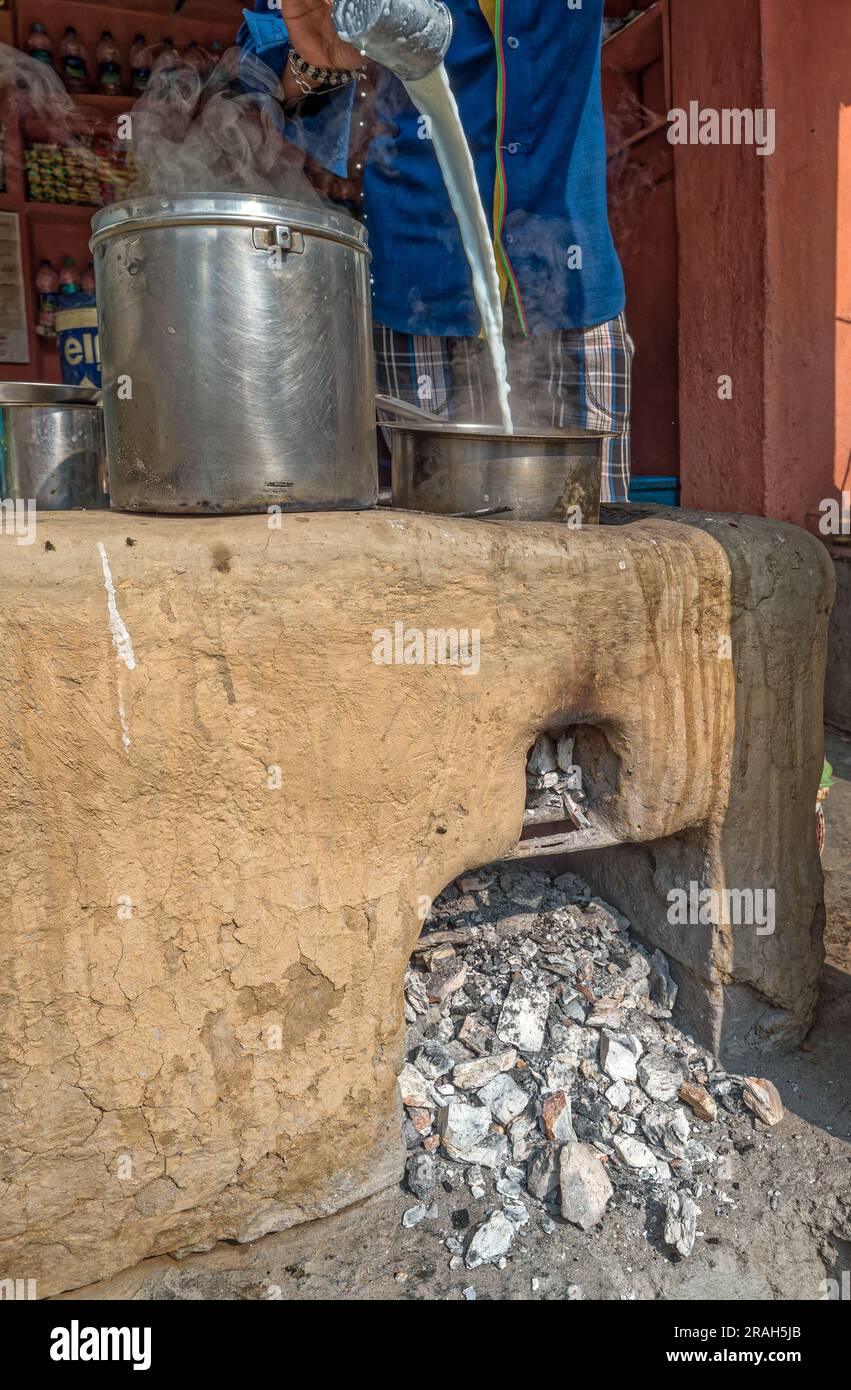 12 20 2014 Vintage Small Milk Tea Kiosk using Charcoal Old Gaya Bihar ...
