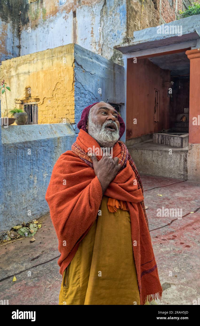 12 20 2014 Orange-robed Sadhu Indian Monk Holy man inside Vintage ...