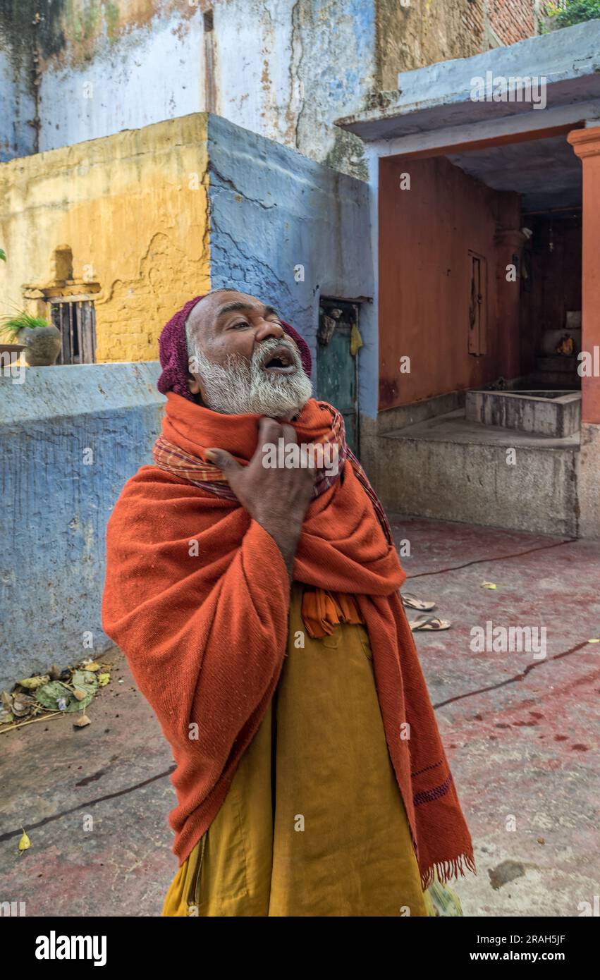 12 20 2014 Orange-robed Sadhu Indian Monk Holy man inside Vintage ...