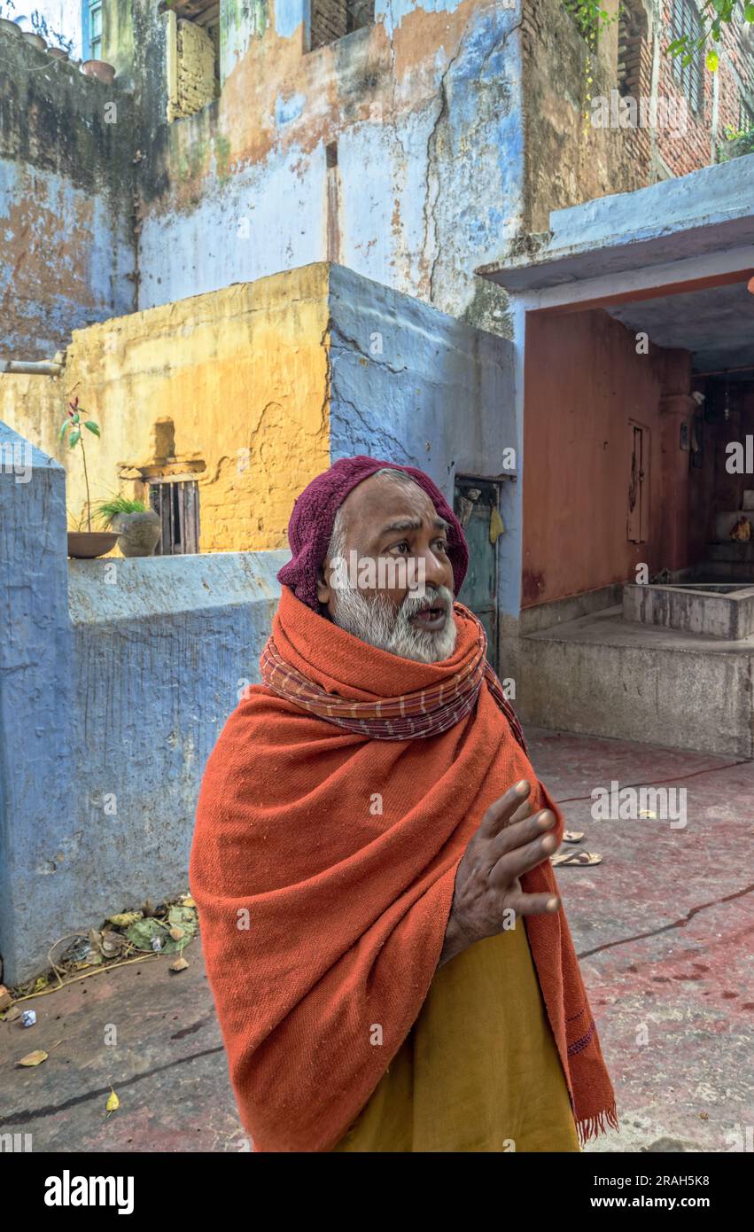 12 20 2014 Orange-robed Sadhu Indian Monk Holy man inside Vintage ...