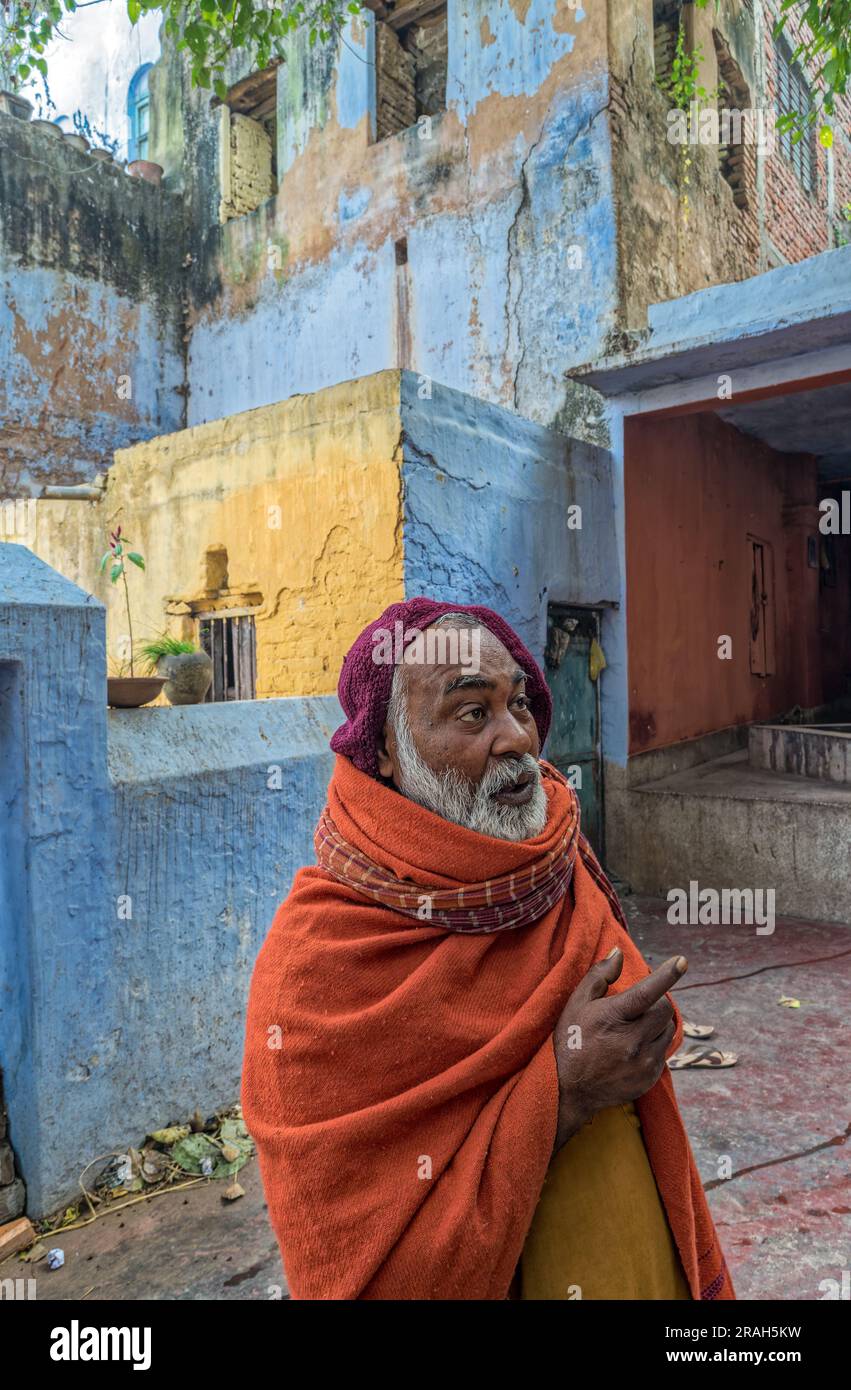 12 20 2014 Orange-robed Sadhu Indian Monk Holy man inside Vintage ...