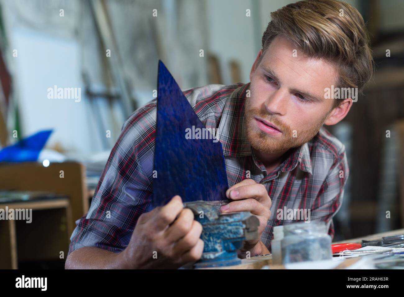 male stained glass worker Stock Photo - Alamy
