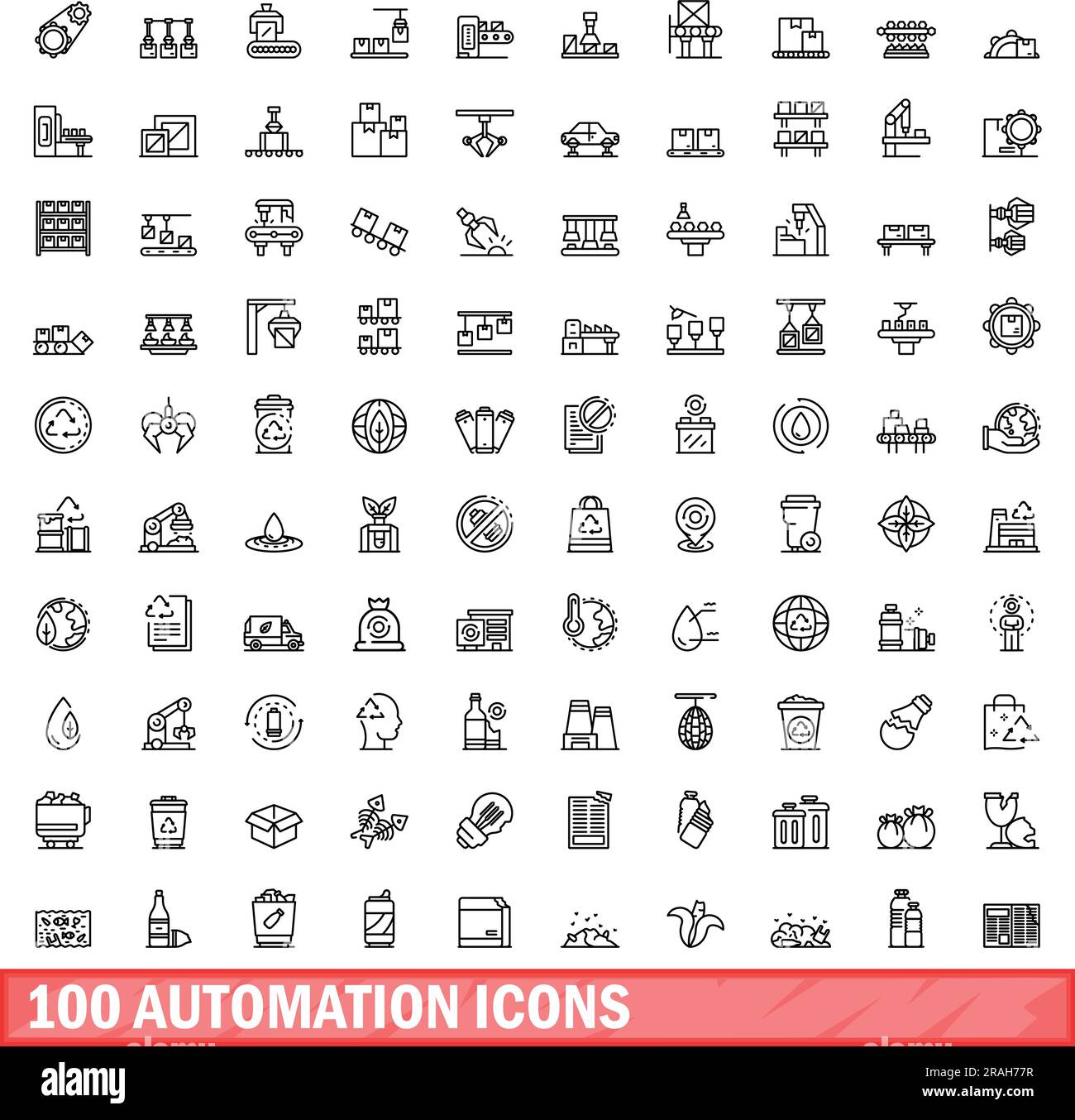100 automation icons set. Outline illustration of 100 automation icons ...