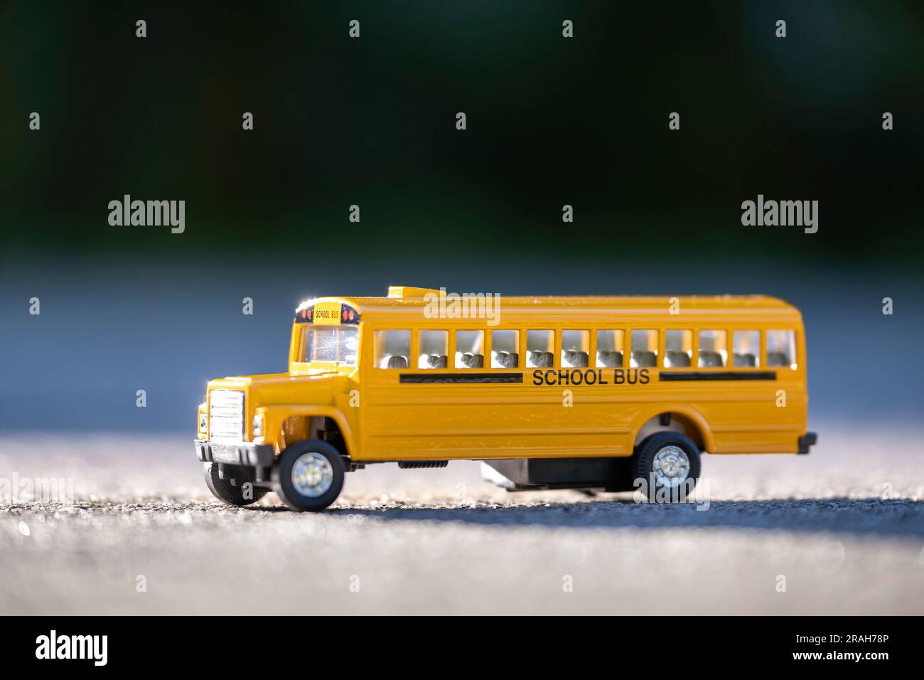 Model of classical american yellow school bus for transporting of kids ...