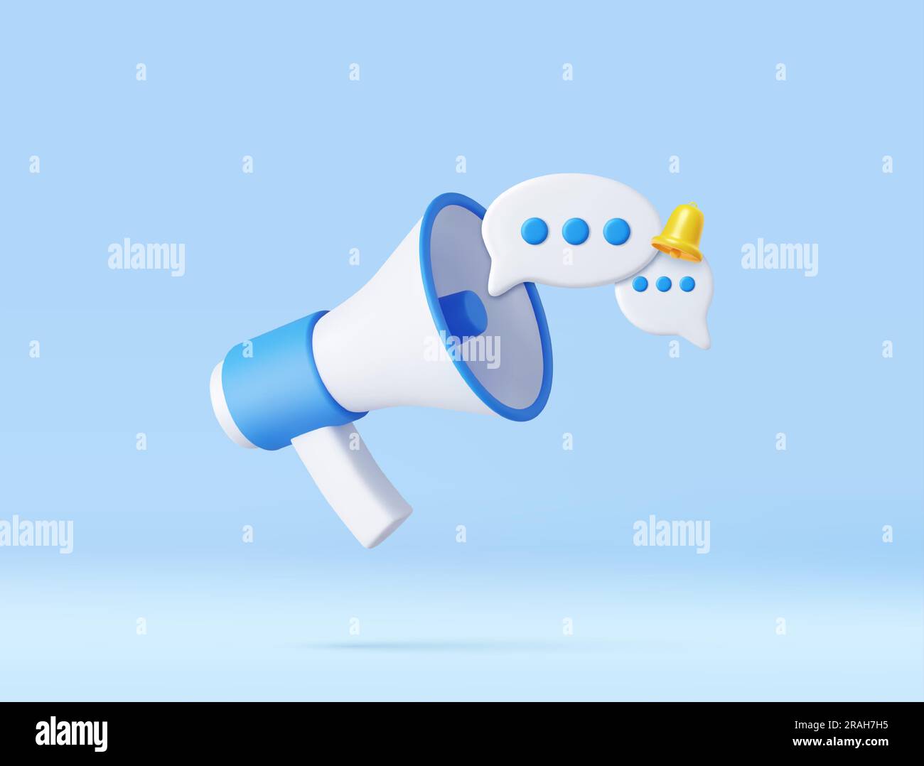 3D Cartoon Megaphone with Bell notification Stock Vector Image & Art ...