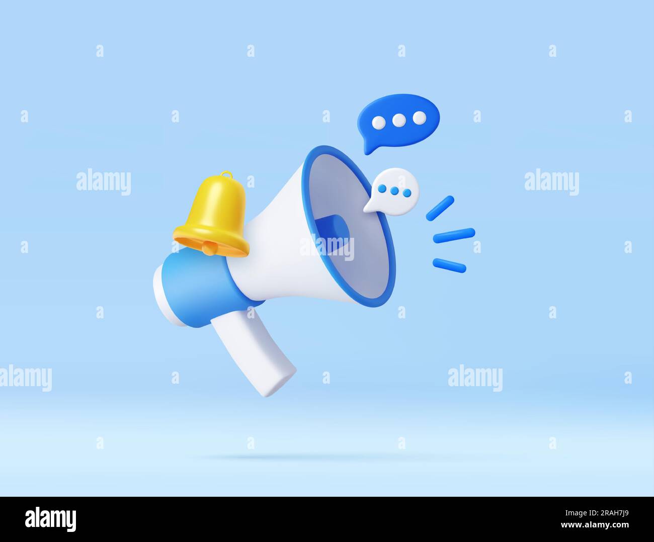 3D Cartoon Megaphone with Bell notification Stock Vector Image & Art ...