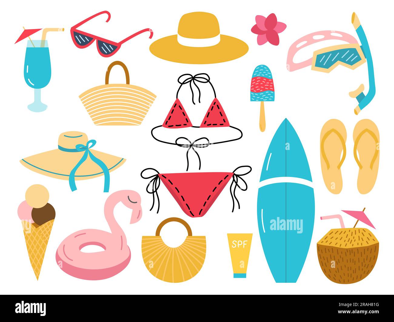 Different summer beach elements set Stock Vector Image & Art - Alamy