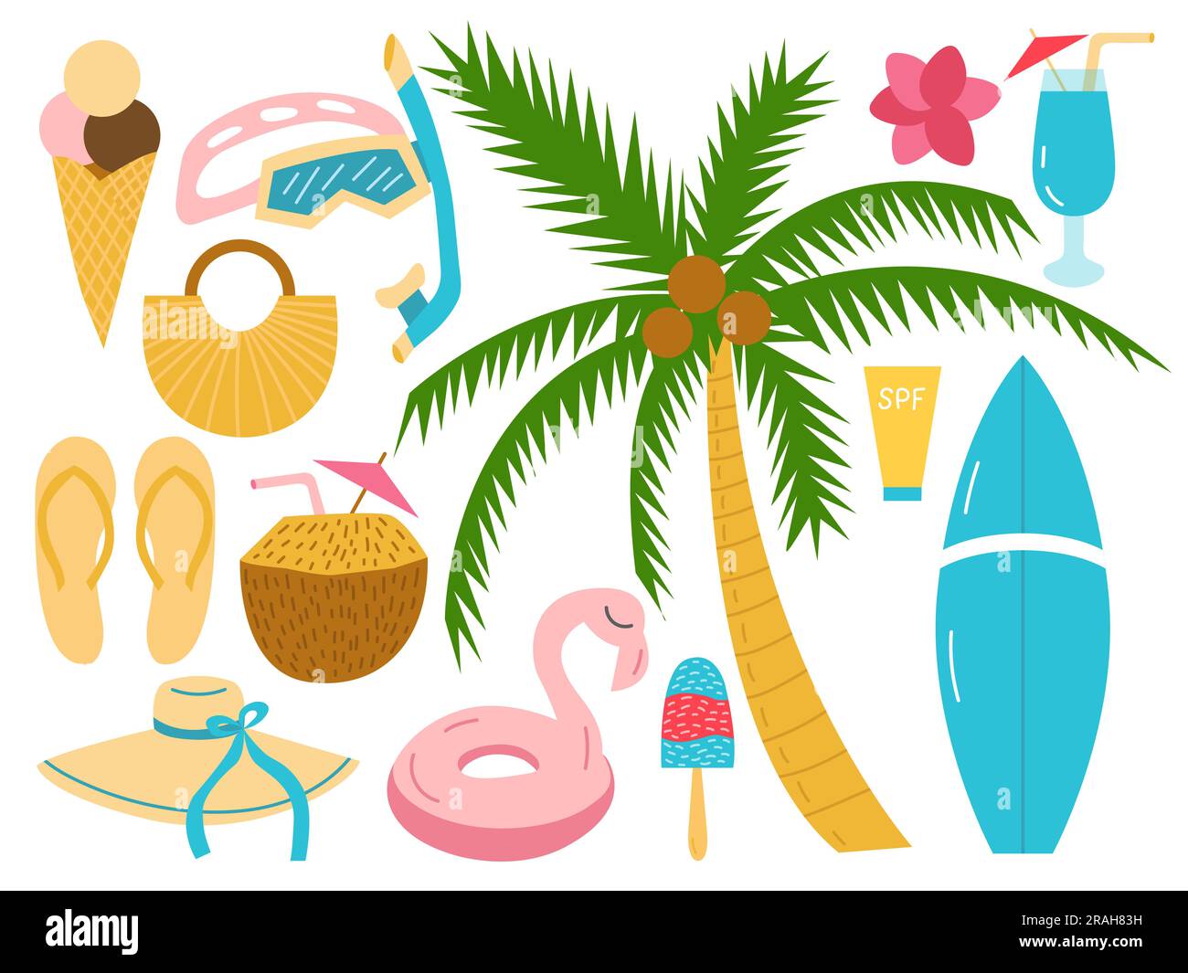 Different Summer Beach Elements Set Stock Vector Image And Art Alamy
