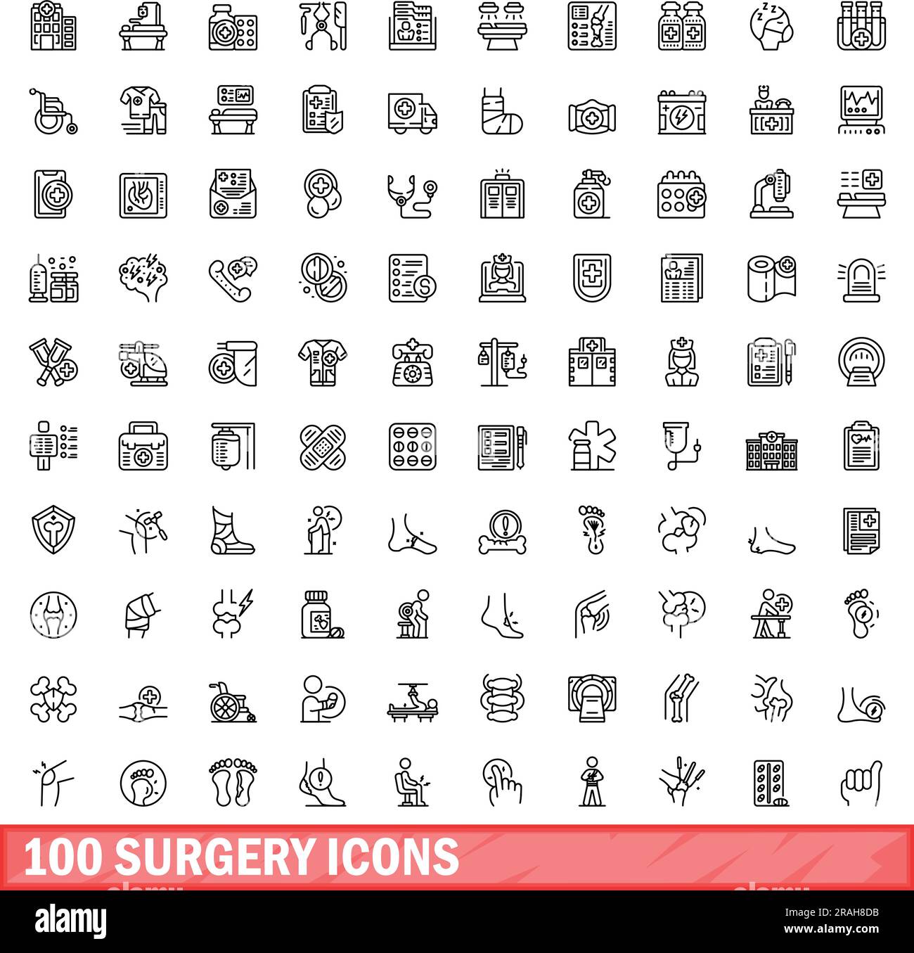 100 surgery icons set. Outline illustration of 100 surgery icons vector ...