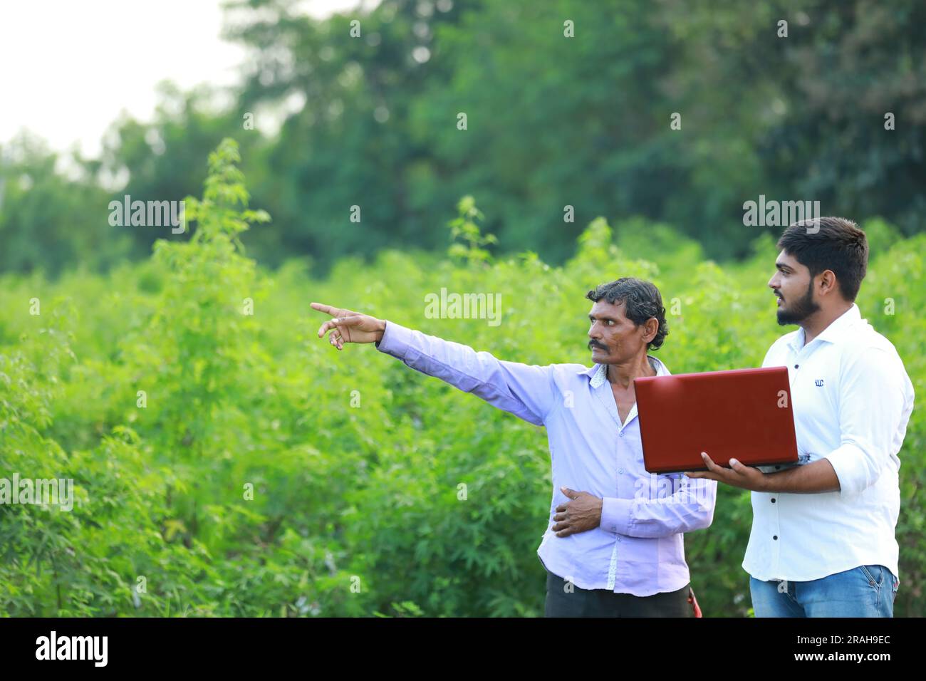 Indian farmer holding laptop, smart farming Stock Photo - Alamy