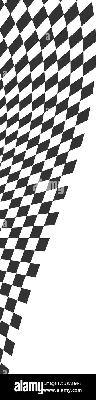 Vertical waving race flag or chessboard background. Warped black and ...