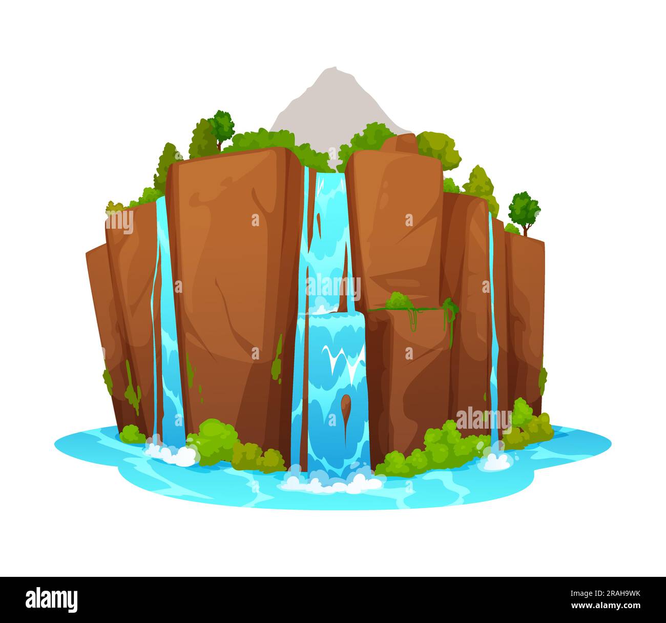 Cartoon waterfall and water cascade with vector falling streams of ...