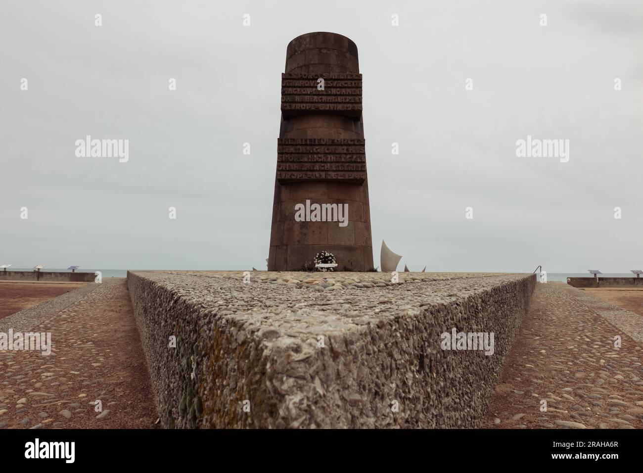 France, Normandy, Omaha Beach, December 24, 2022. Monument to the ...
