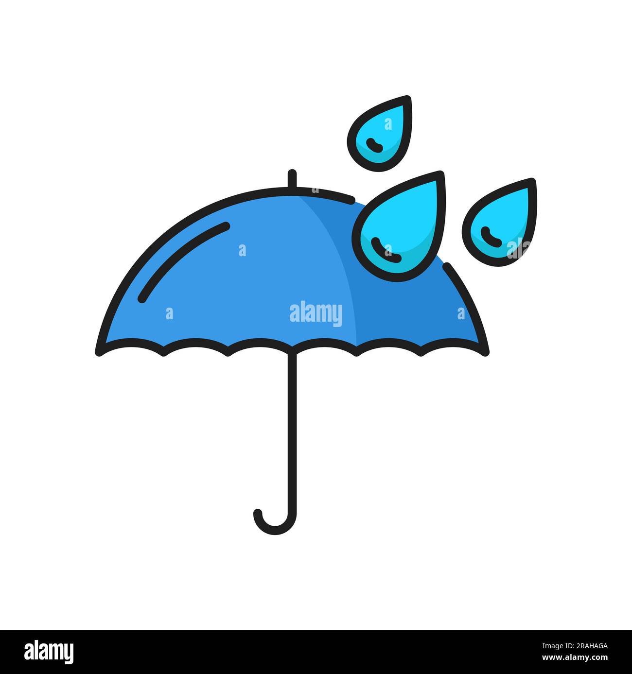 Rain protection color icon, dripping liquid on umbrella, rainproof sign ...