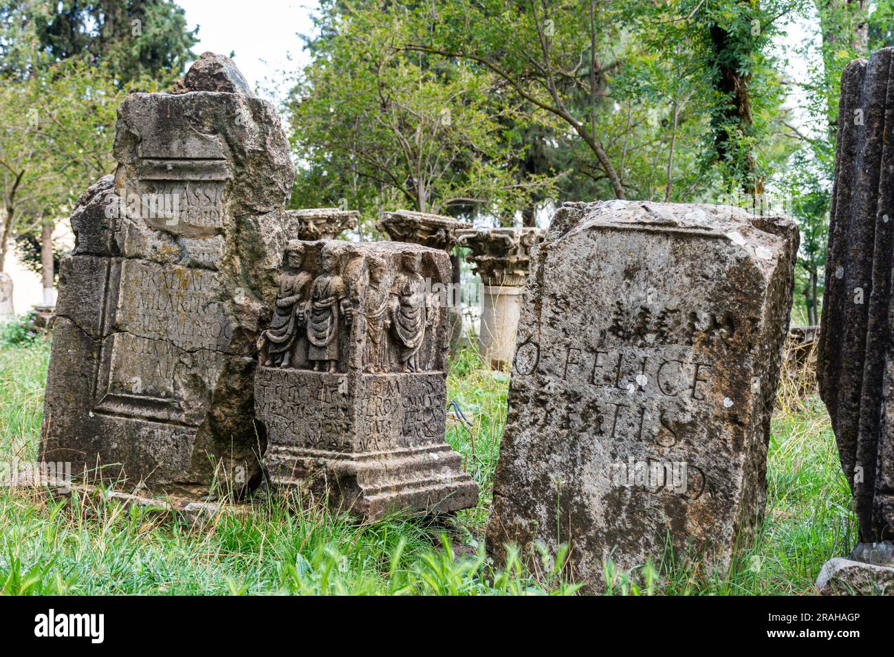 Carved Roman stones in Djemila museum in Setif, Algeria. UNESCO world ...